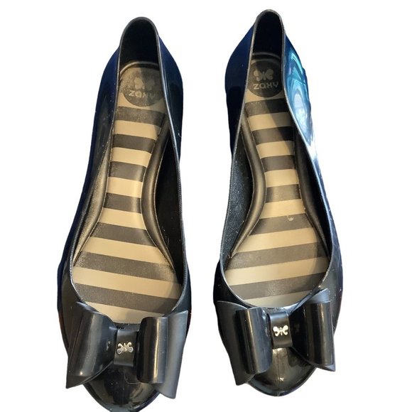 Zaxy | Shoes | Zaxy Pop Bow Jelly Flats Shoes Black Women Sz 8 Y2k ...